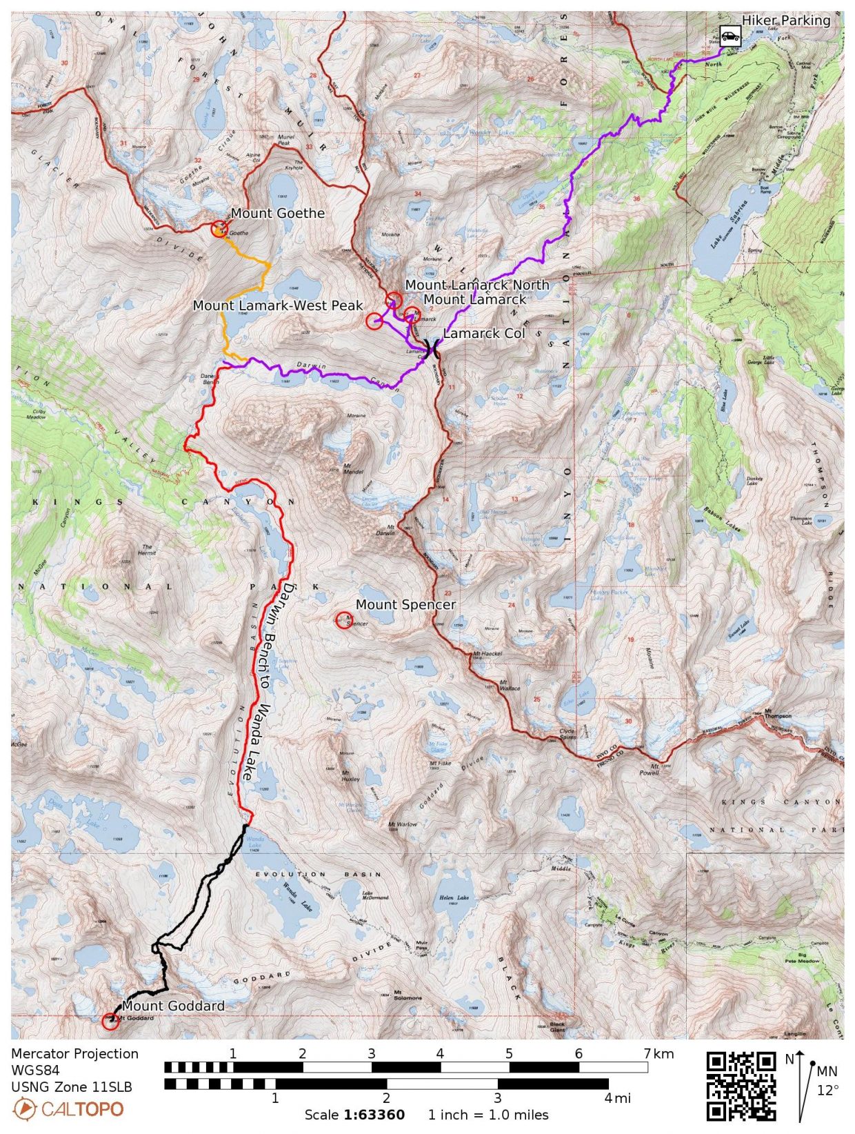 Lamarck Col to Mount Goddard - Backcountry Sights